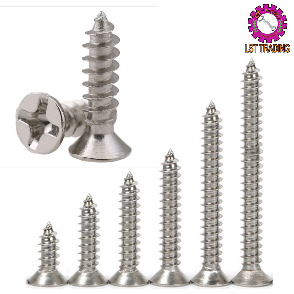 [READY STOCKS] FLAT HEAD SELF TAPPING SCREW (F+AB) 50 PCS / SKREW TAJAM ...