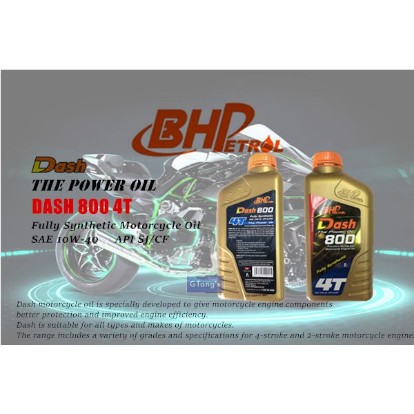 BHP Dash 800 4T 10W40 Fully Synthetic Motorcycle Engine Oil (1 LITTLE ...