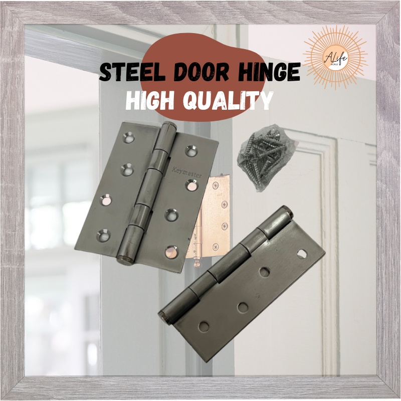 ALife 2pcs Hinges Door with Screw 4inch Steel Finishing Hinges Door ...