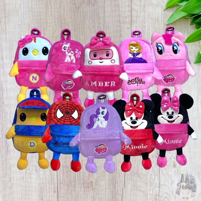 Kids Backpack Medium Cute Cartoon School Plush Bag Beg Kartun Minnie ...