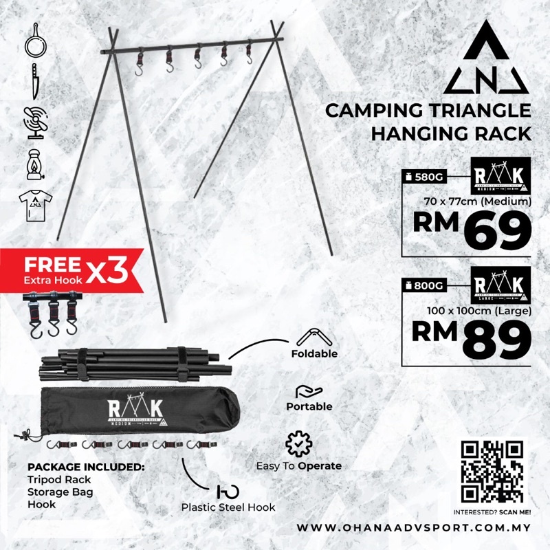 🔥READY STOCK🔥Camping Triangle Hanging Rack Folding Portable by OHANA ...