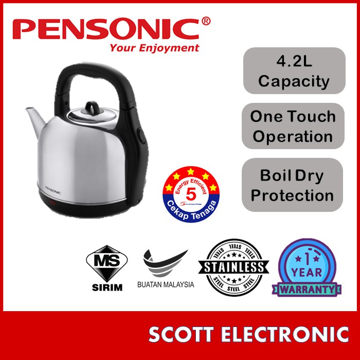 Pensonic 4.2L Electric Kettle PAK5002 with Boil-dry protection, One ...