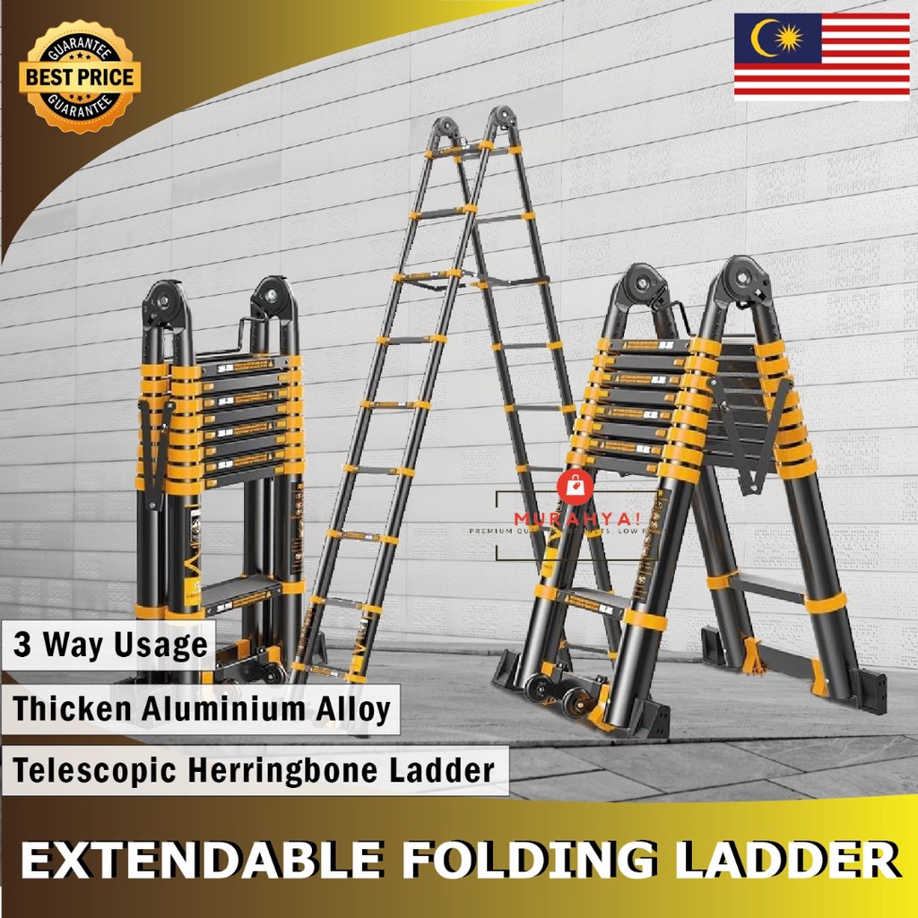 Double sided Telescopic ladder multipurpose Tangga lipat Heavy duty ladder Aluminium Foldable ...