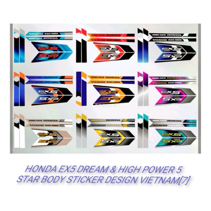 Honda EX5 Dream & High Power Body Sticker 5 Star Design Vietnam {7 ...