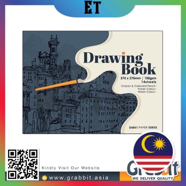 Grabbit Drawing Block Drawing Book 100gsm Buku Lukisan For Crayon ...