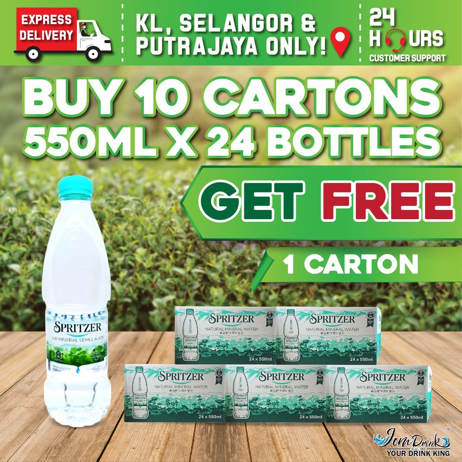 BUNDLE OF 10 CARTONS: SPRITZER MINERAL WATER 550ML x 24 BOTTLES | Shopee Malaysia