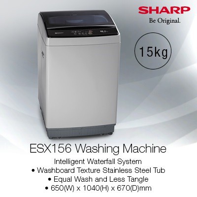 SHARP ESX156 15KG INTELLIGENT WATERFALL SYSTEM FULL AUTO TOP LOAD ...