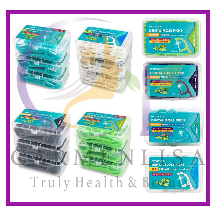 Watsons 50pcs Dental Floss Picks Flat Thread Round Shred Resistant ...