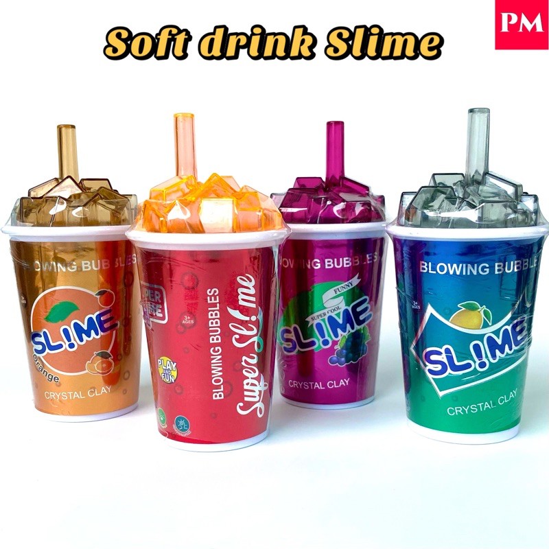 Cola Coke Slime / Crystal Clay Toy- Blowing Bubbles with a straw ...