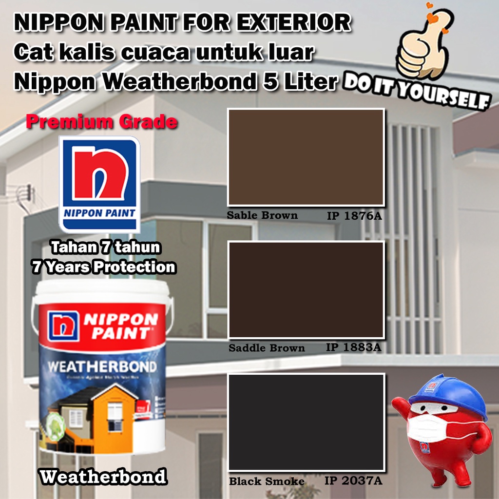 Nippon Paint Weatherbond Exterior collection 5 Liter Sable Brown 1876A ...