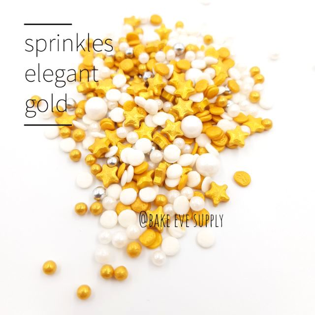80gm ELEGANT GOLD - CAKE SPRINKLES / SUGAR DECO / MANIK KEK / GULA ...