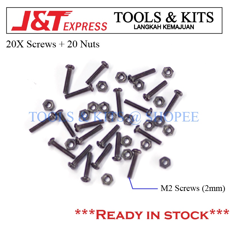 M2 20X Black Screws & Nuts for Small DC Motor Fixing Bracket DIY Toys ...