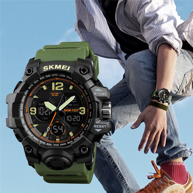 SKMEI Men's Sports Dual Time Analogue Watches Fashion Digital Chrono ...