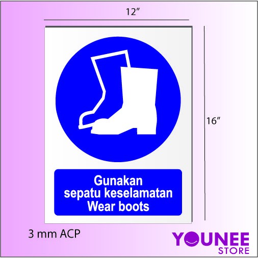 Industrial safety sign / Gunakan sepatu keselamatan signage / Wear ...