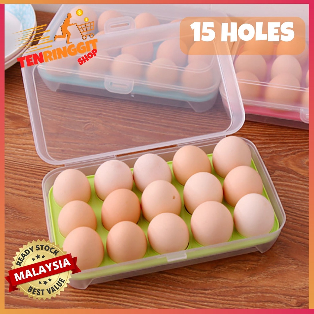 15 Holes Egg Container Household Portable Plastic Boxes Kitchen ...