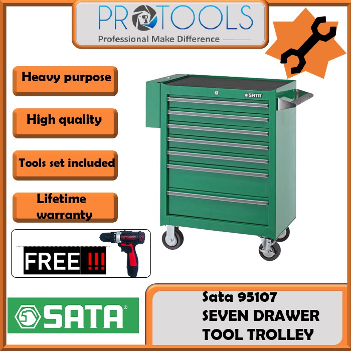 SATA 95107P-15A - 298 Pcs 7 Drawer Tool Trolley Set | Shopee Malaysia