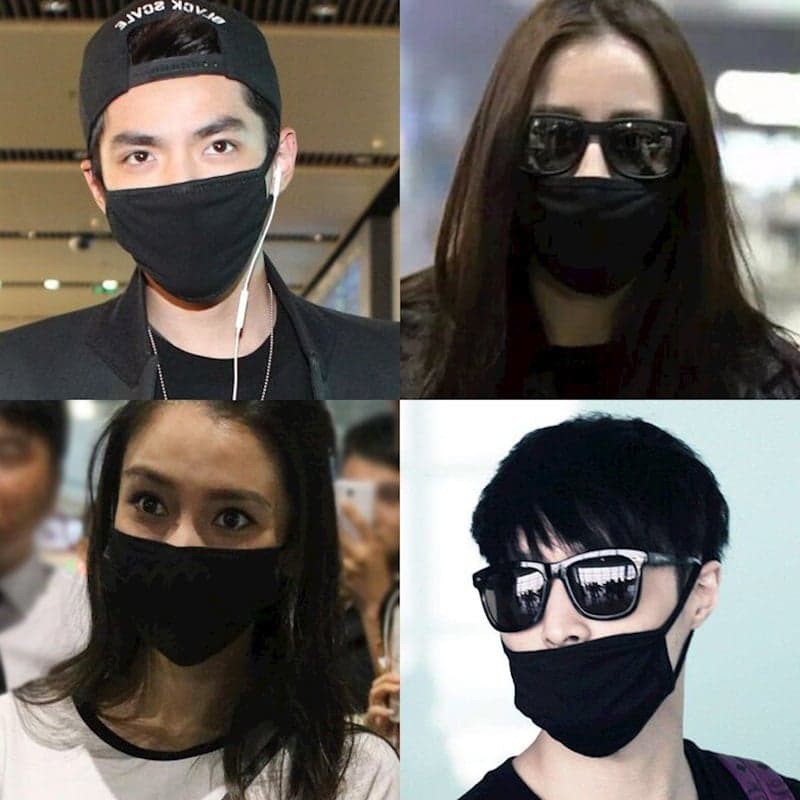 (2pcs)Anti-Dust Anti Haze Cotton Mouth Face Respirator Black Mask ...