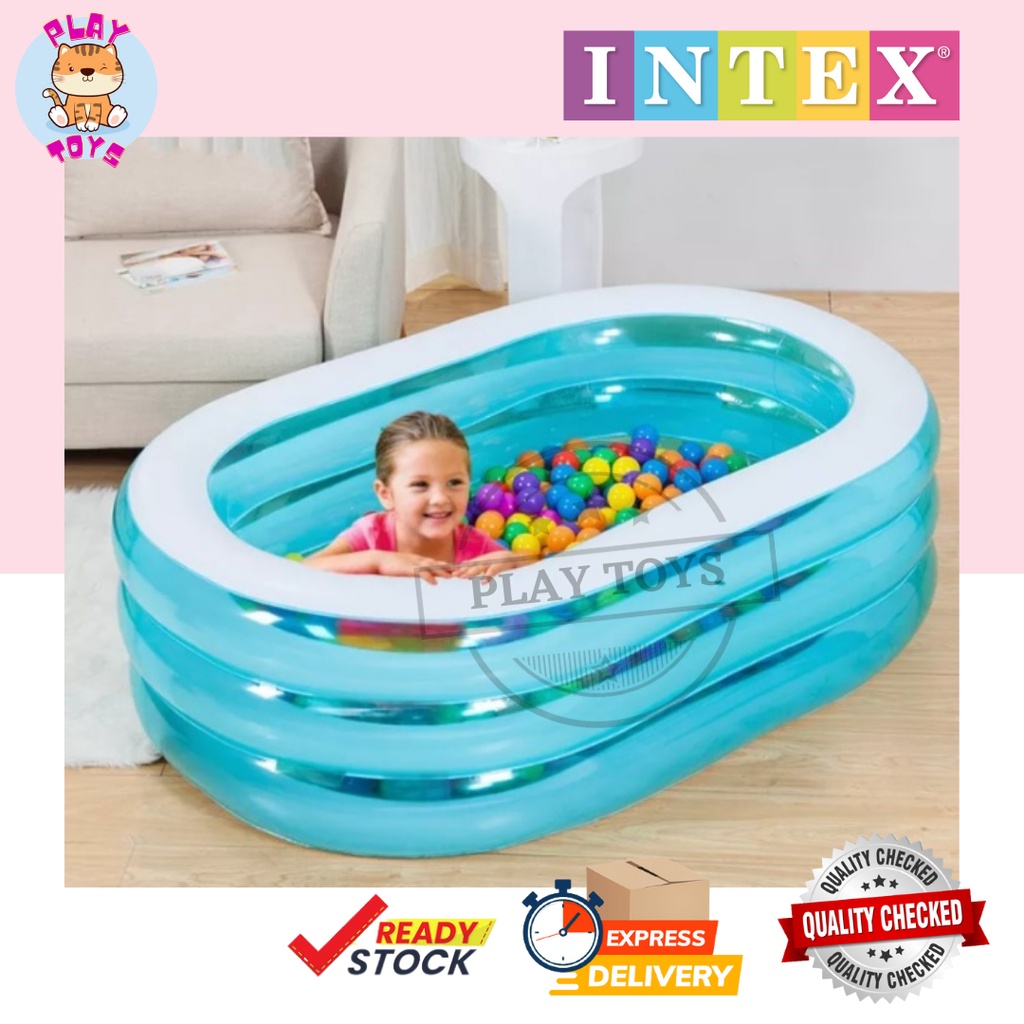 INTEX 57482 3rings inflatable swimming pool/paddling pool/Large swimming pool for family/Kolam ...