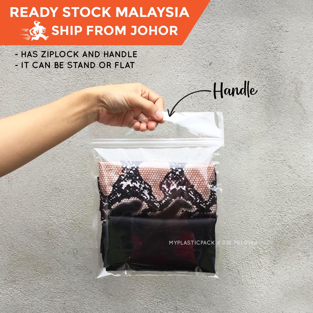 READY STOCK ⚠️ TRANSPARENT ZIPLOCK BAG PORTABLE HANDLE HANDLE PLASTIK ...