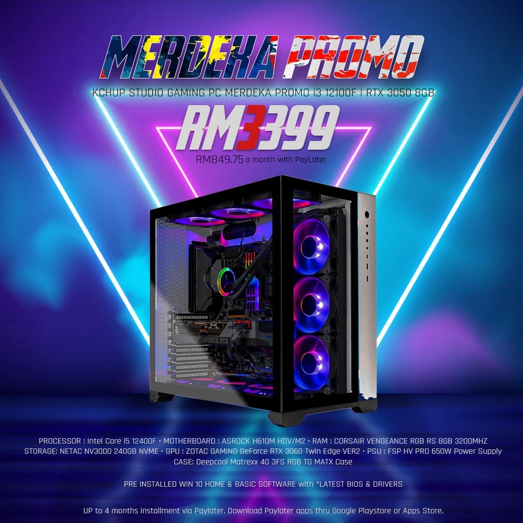 KCHUP GAMING PC i5 12400F | RTX 3060 12GB CUSTOM GAMING PC | Shopee ...