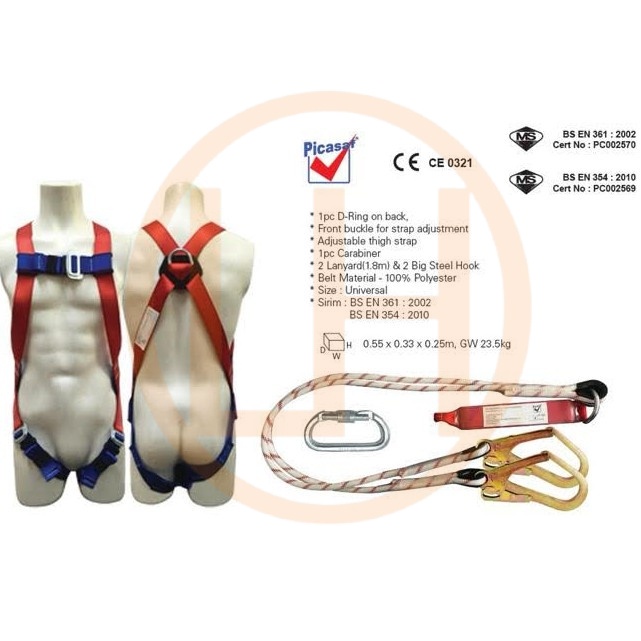Picasaf Full Body Safety Harness & Double Lanyard with Shock Absorb - SIRIM | Shopee Malaysia