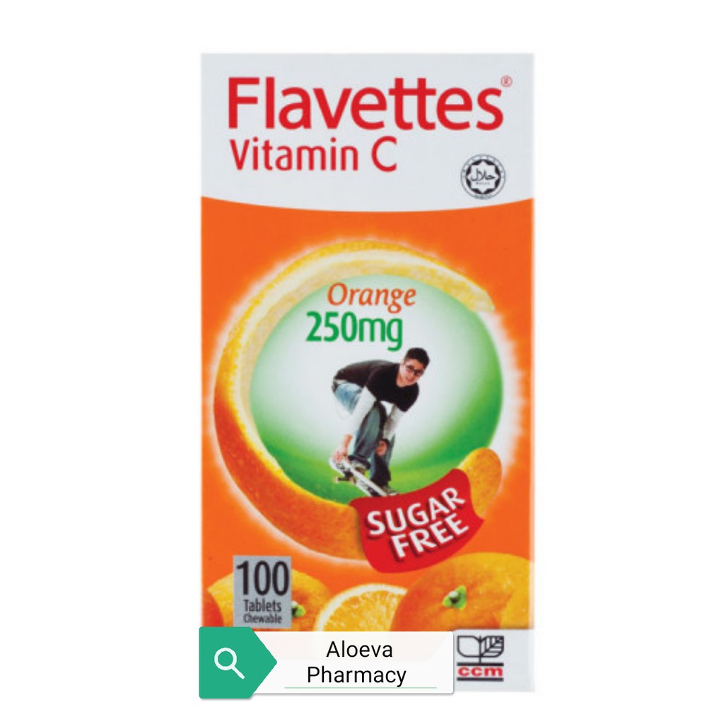Flavettes Vitamin C Orange Sugar Free Chewable Tablet 250mg 100's ...