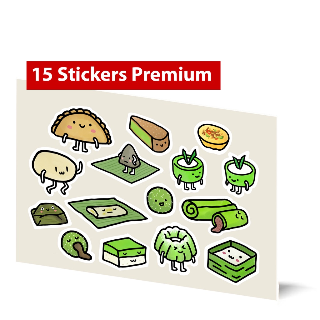 Sticker Kuih Muih Tradisi, 15 Pelekat Premium (Koleksi Kuih Hijau ...