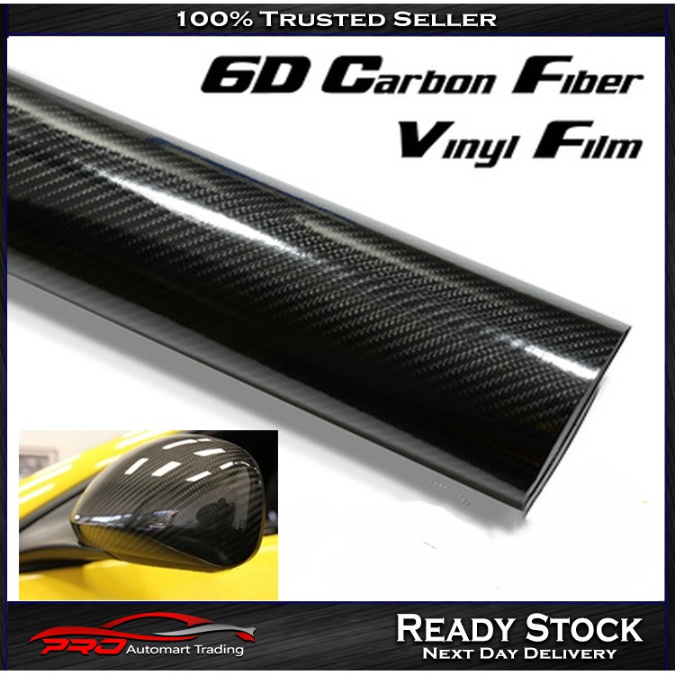 6D High Glossy Shiny Carbon Fiber Pattern Film Wrap Decal Car Sticker ...