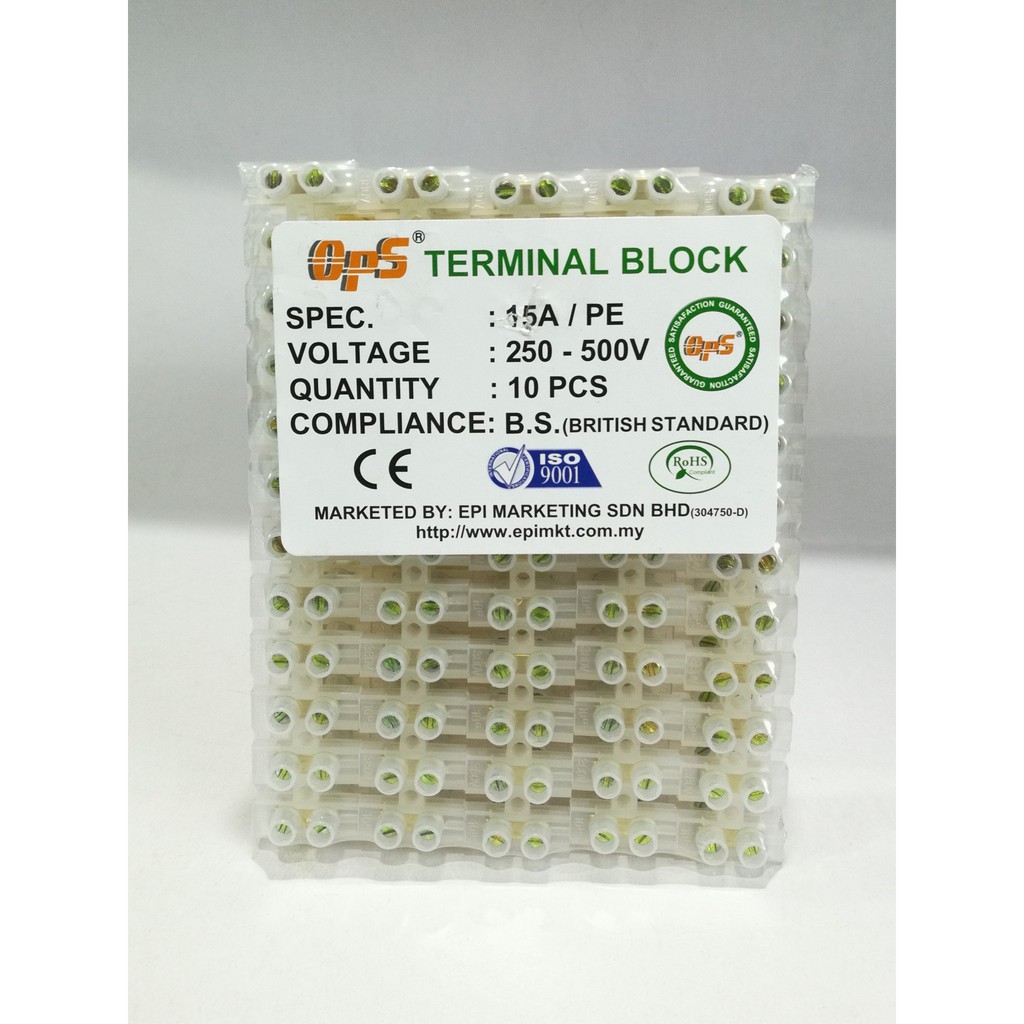 OPS 15A PE Terminal Block (Connector) (10pcs/bag) | Shopee Malaysia