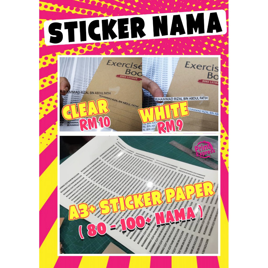 STICKER NAMA ( CLEAR & WHITE ) | Shopee Malaysia