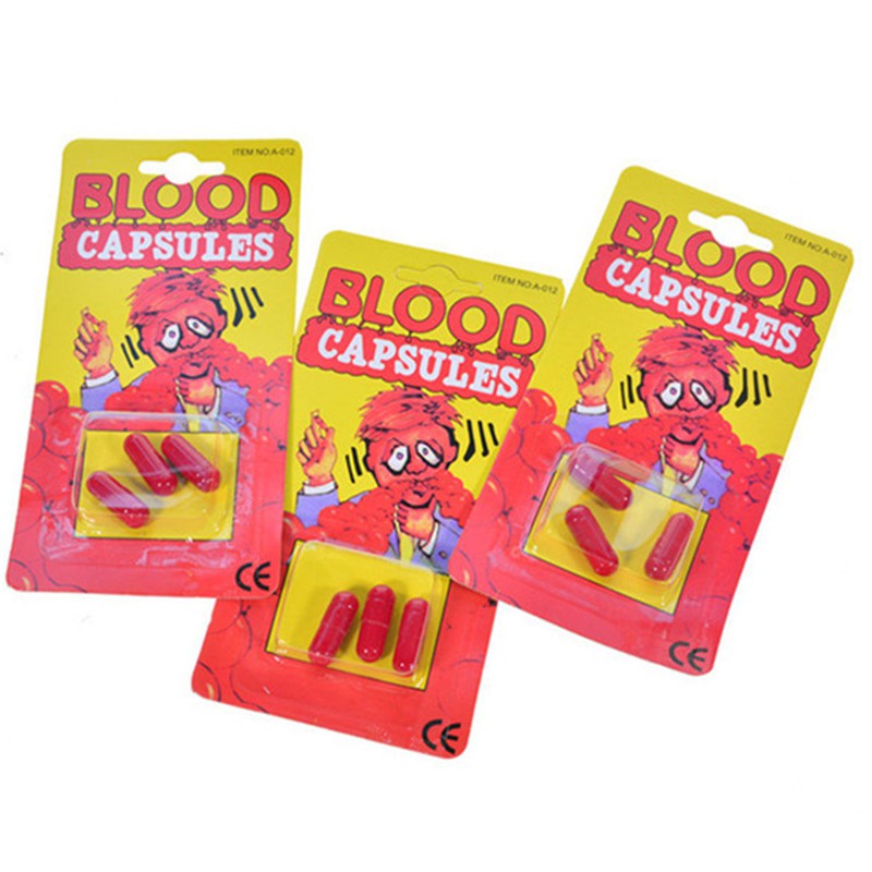 3Pcs Fake Blood Pill Horror Funny Halloween Prop Gag Realistic Fake ...