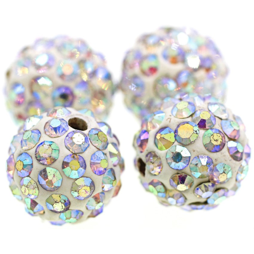 Beads,Clay Pave Rhinestone Bead,8-12mm,SELECT YOUR SIZE,AB White,Diy,L1 ...