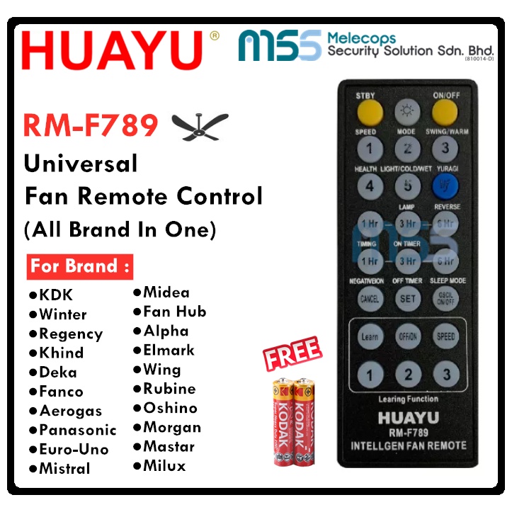 HUAYU All Brand In One Multi Replacement Universal Fan Remote Control (RM-F789)) | Shopee Malaysia