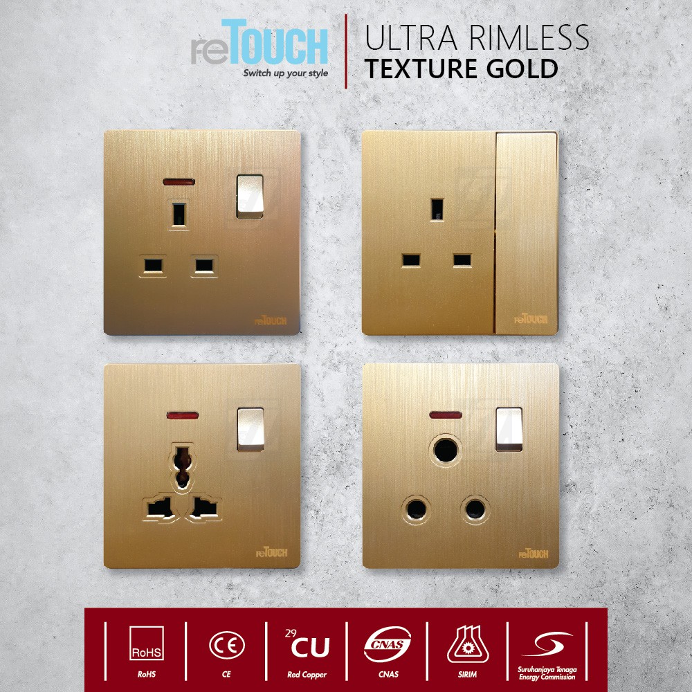 Retouch Ultra Rimless Socket 13A, 13A Big, 13A Universal, 15A Round Pin ...