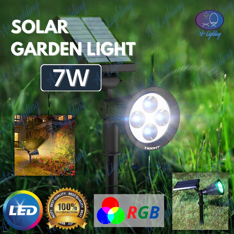 SOLAR LED SPOTLIGHT 7W OUTDOOR GARDEN LIGHT PATH LAWN LIGHTS LANDSCAPE ...