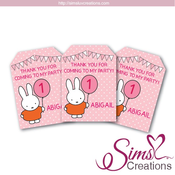 Miffy Party Favor Tag / Thank You Cards (24's/set) | Shopee Malaysia