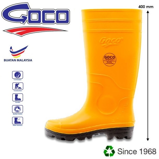 Goco 980 Yellow Safety Rubber Boot Buatan Malaysia Rainboot Goco Kasut ...