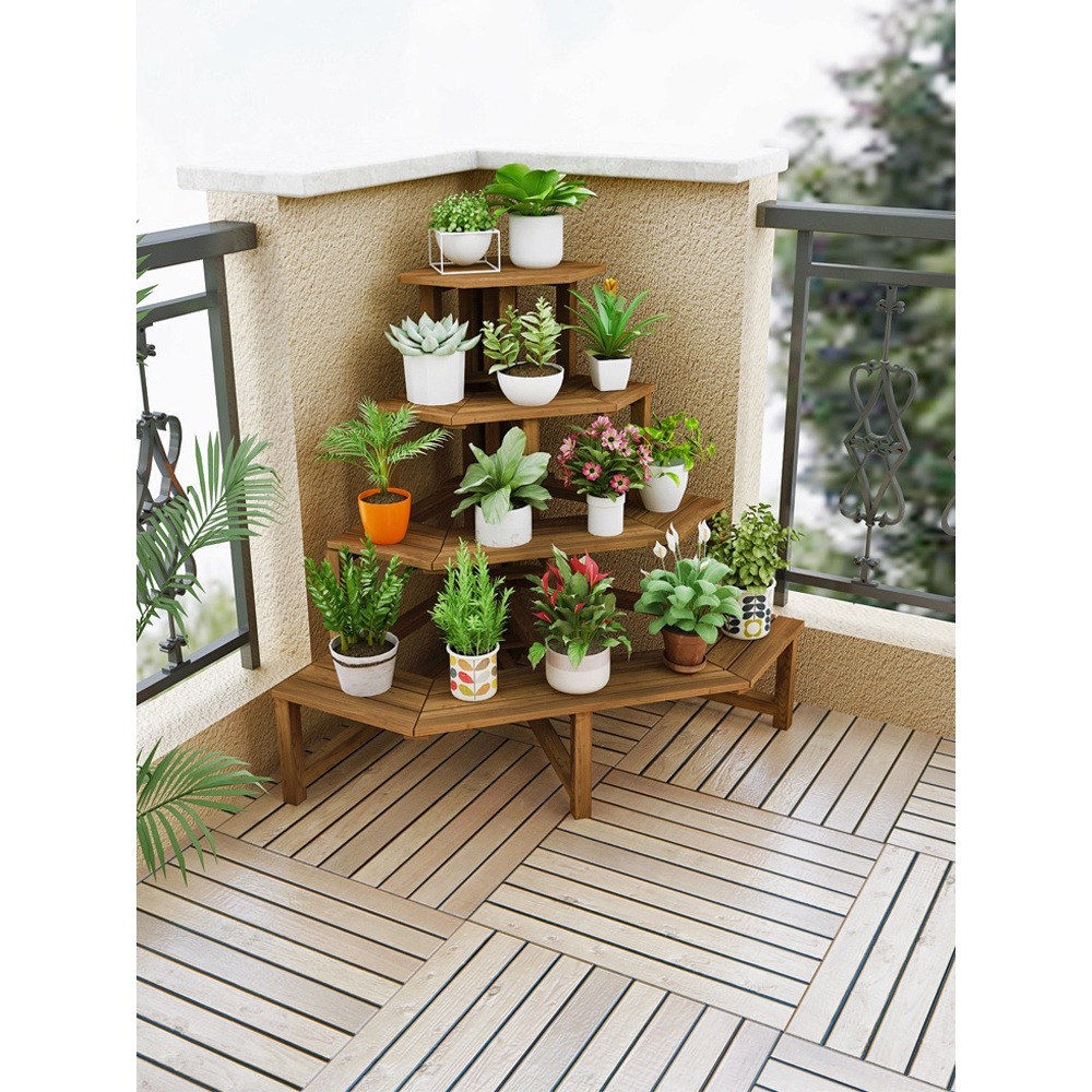Lan Balcony ladder corner flower rack indoor floor type wall corner ...