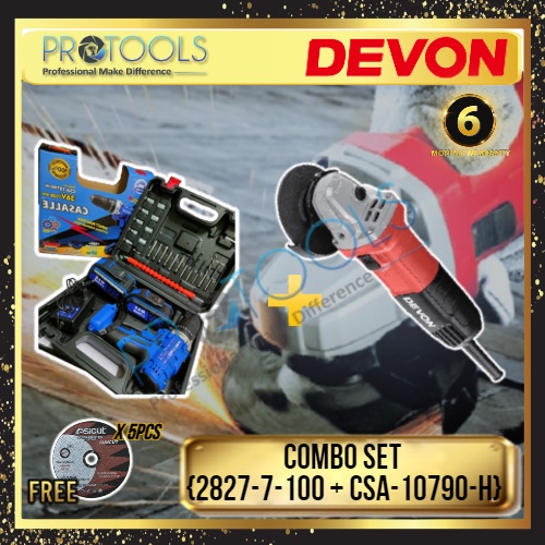 DEVON 2827-7-100 ANGLE GRINDER 4" 710W COMBO WITH CUTTING DISC OR ...