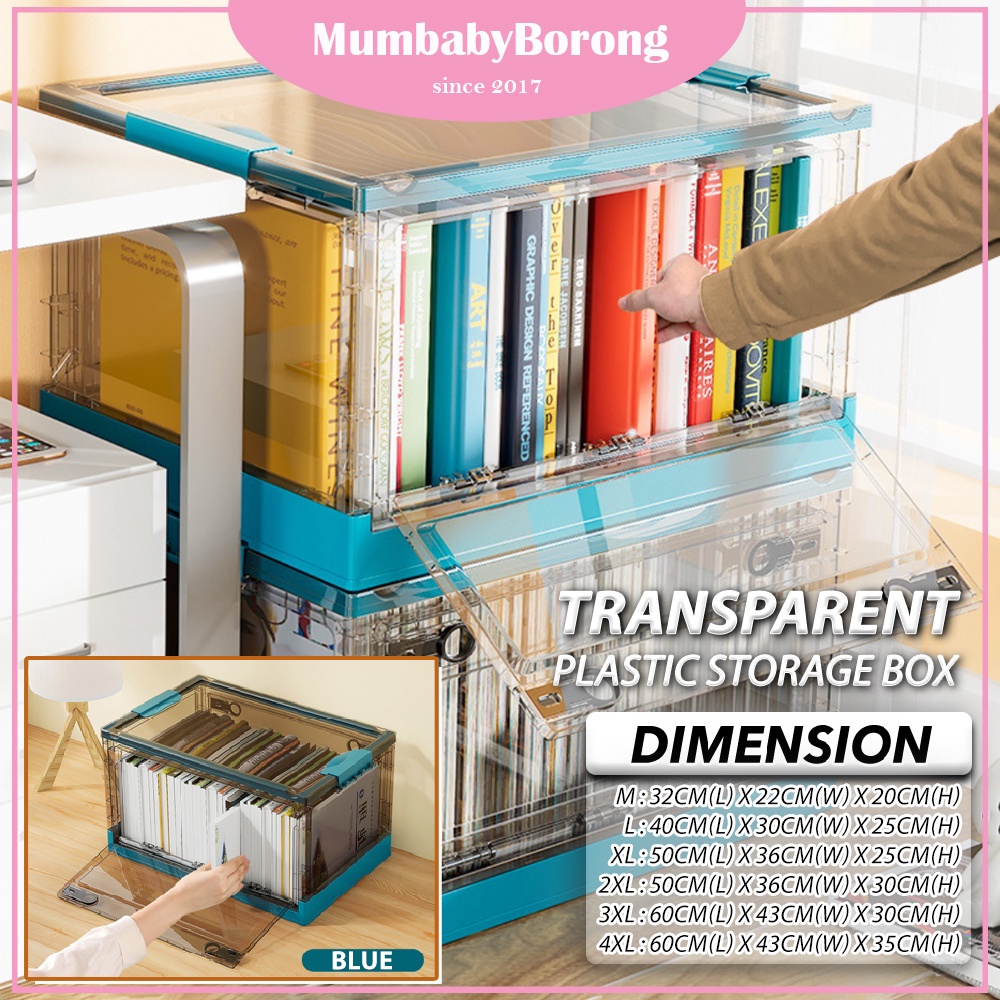 MB SO024 Collapsible Transparent Plastic Storage Box Front Open Door ...