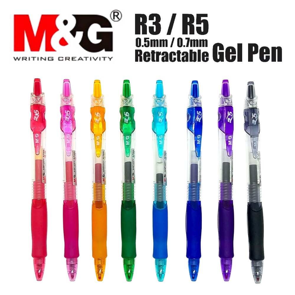 M&G R3 R5 Retractable Gel Pen 0.5 / 0.7mm Gel Pen Ink Ball Pen | Shopee ...