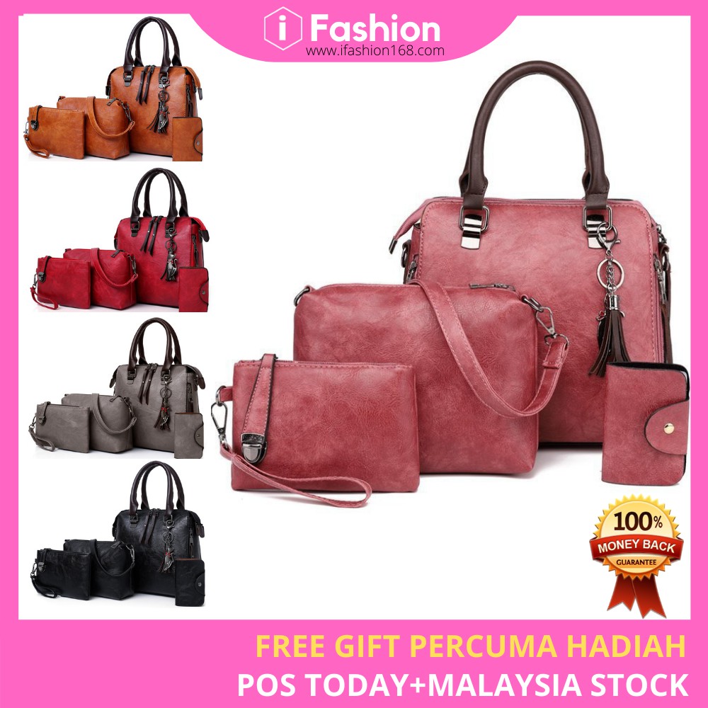 iFASHION Woman High Quality Shoulder Handbag Set 4 In 1 Sling Tote Bag ...