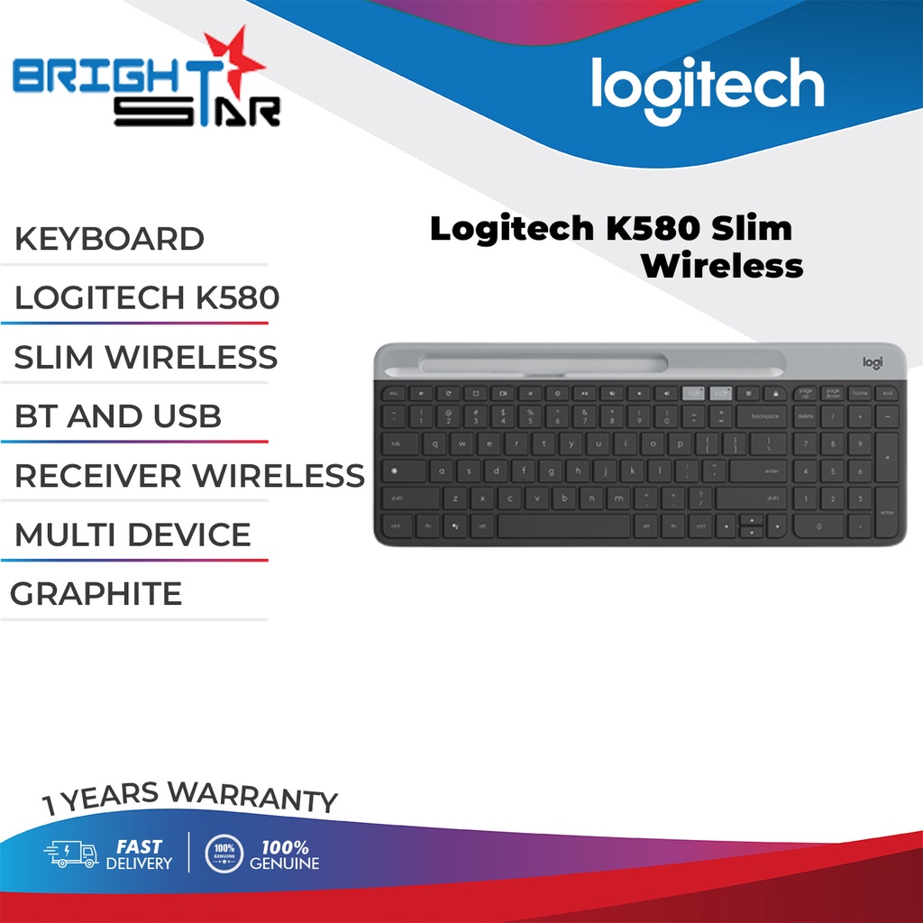 Logitech K580 Slim Wireless Keyboard | Shopee Malaysia
