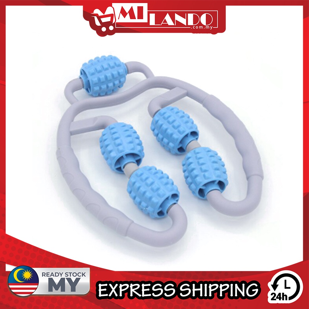 MILANDO Yoga Pilates Foam Roller Massage Stick 5-Wheel Massage Roller ...