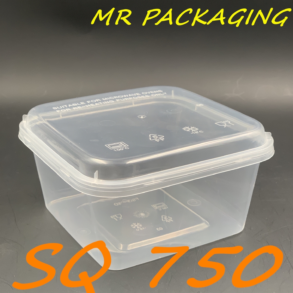 SQ 750 Square Disposable Plastic PP Food Container [ 50sets± ] 750ml ...