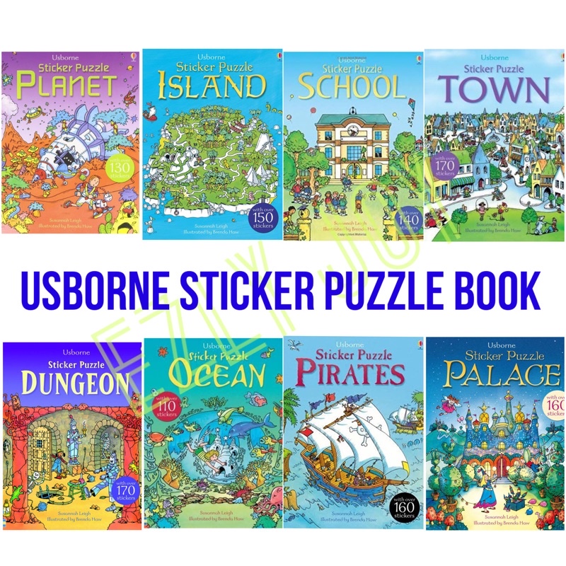 Usborne Sticker Puzzle Original Planet School Town Pirates Dungeon ...
