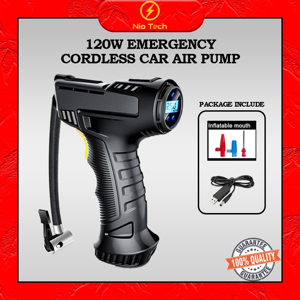 NioTech 120W Cordless Car Air Pump Rechargeable Air Compressor ... NioTech 120W Cordless Car Air Pump Rechargeable Air Compressor ...