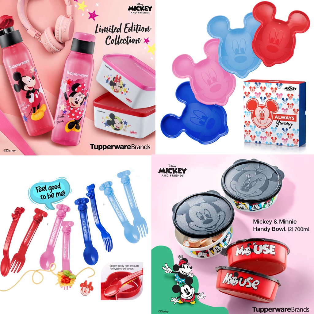 Tupperware Mickey Plates / Mickey Fork & Minnie Spoon / Mickey & Minnie ...