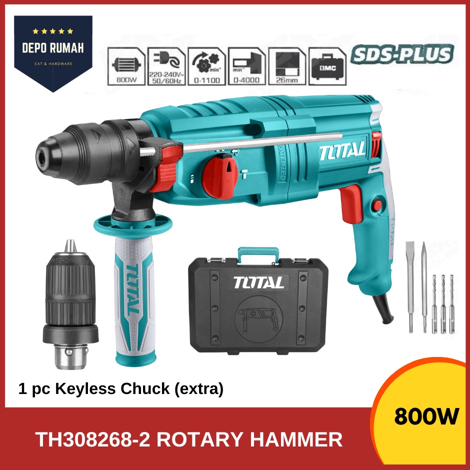 TOTAL 3 MODE 950W / 800W ROTARY HAMMER DRILL HACKER IMPACT DRILL Chisel ...