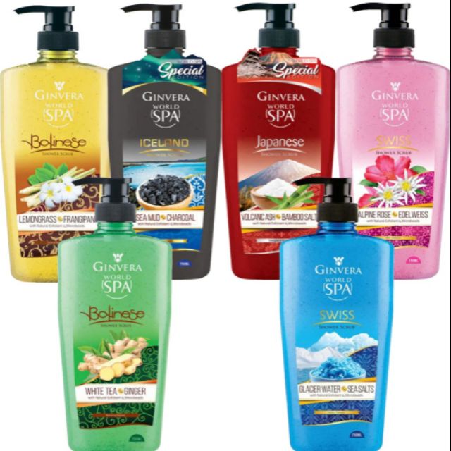 Ginvera World Spa Shower Scrub Botanical Oil Shower Gel Assorted 760ml ...